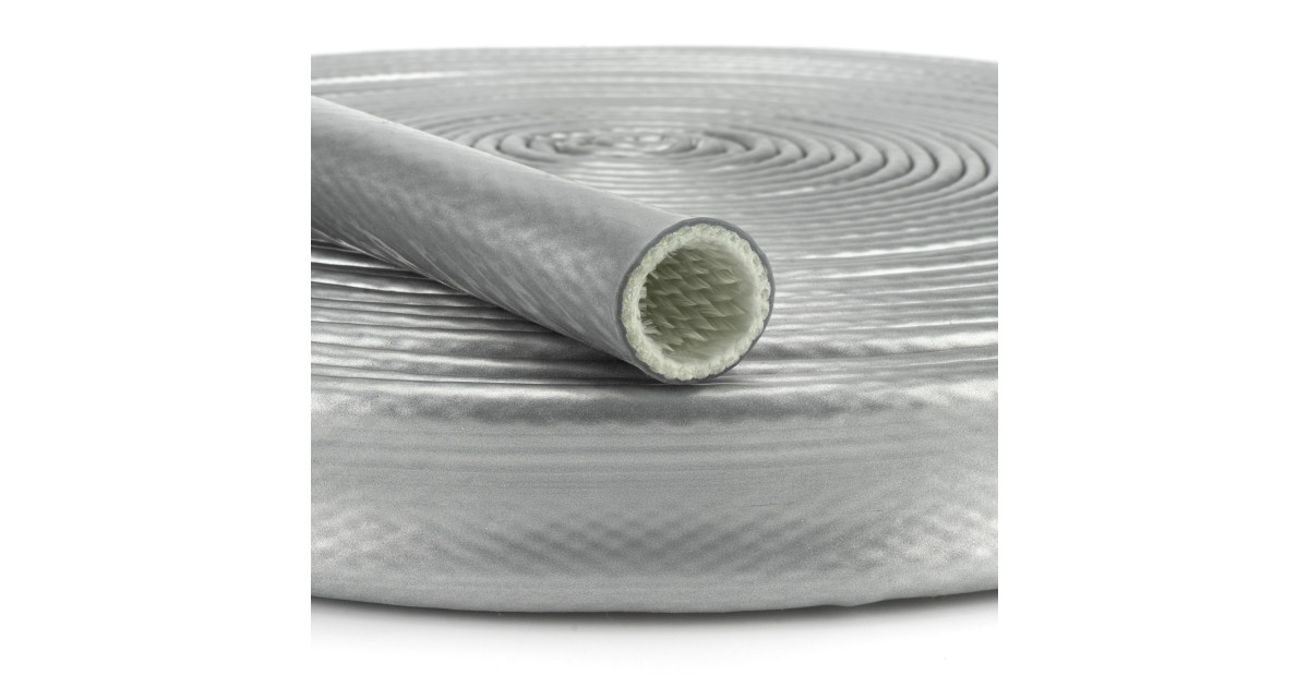 Extreme Heat Sleeve - Fire Resistant Hose Protection to 1200°C, Silver